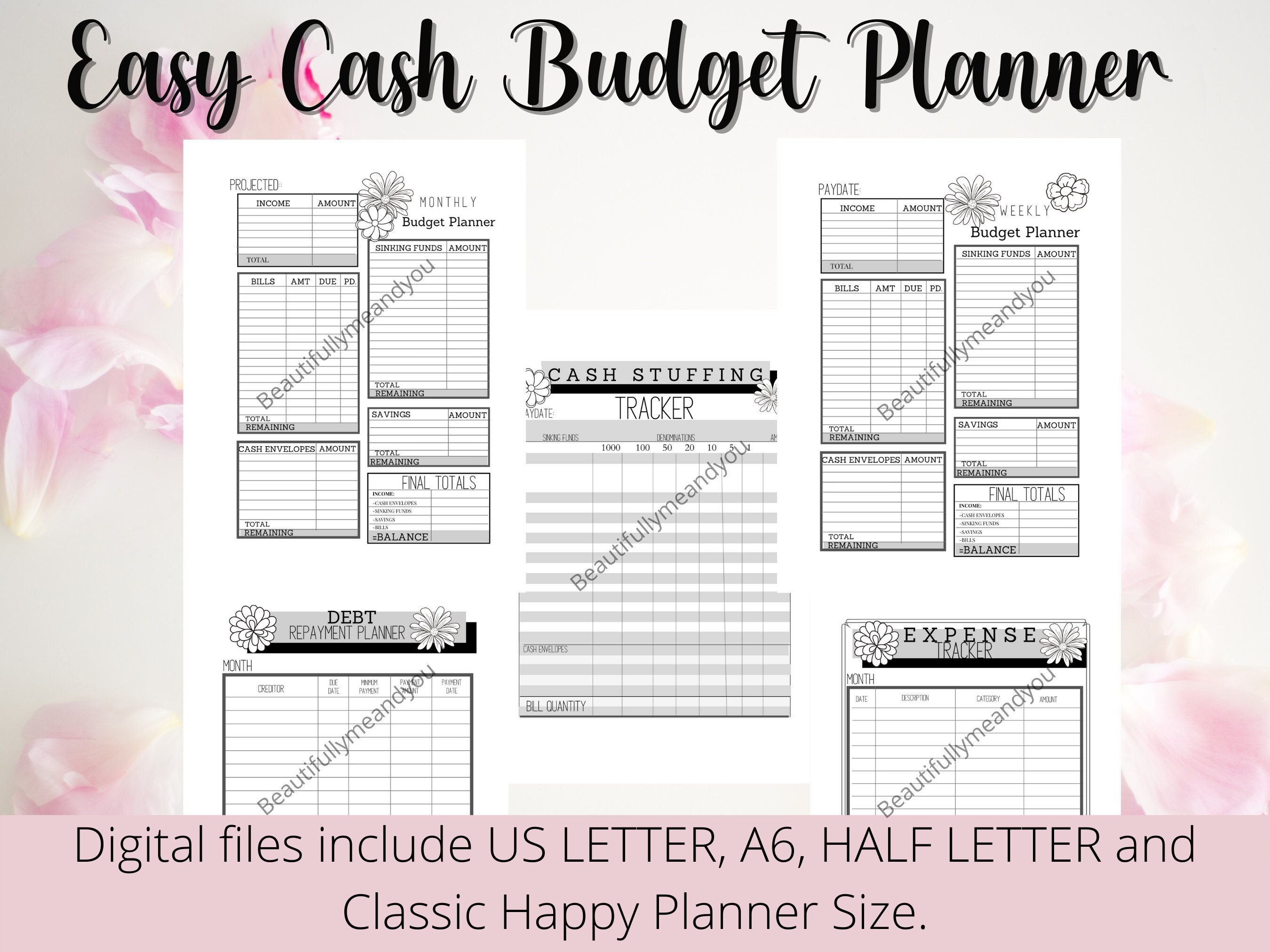 Easy Cash Budget Planner, Printable, Budget by Paycheck, US Letter ...