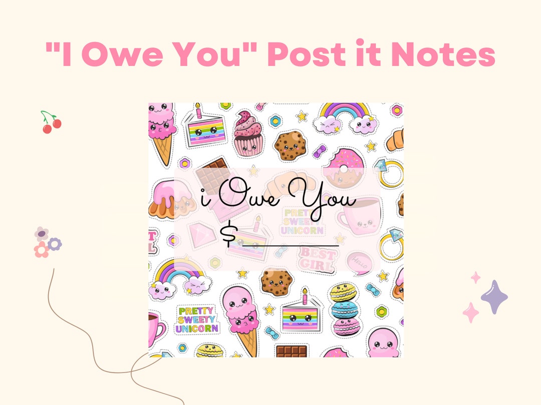 IOU Sticky Notes/cash Totals-cash Envelope System - Etsy