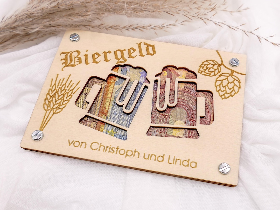 Carte cadeau en argent BEER MONEY en bois | Personnalisé | Carte d ...