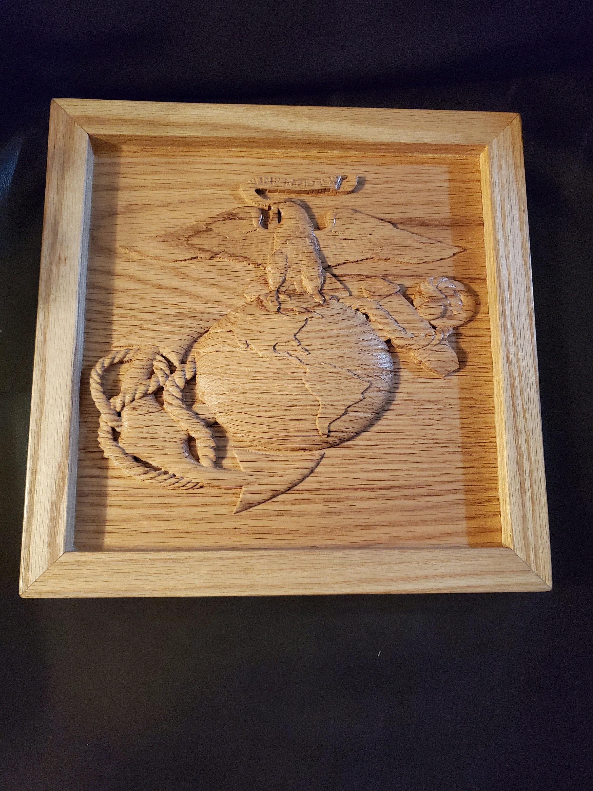 USMC Plaque Carved With CNC Machine. Wood is Red Oak as is the Wood ...
