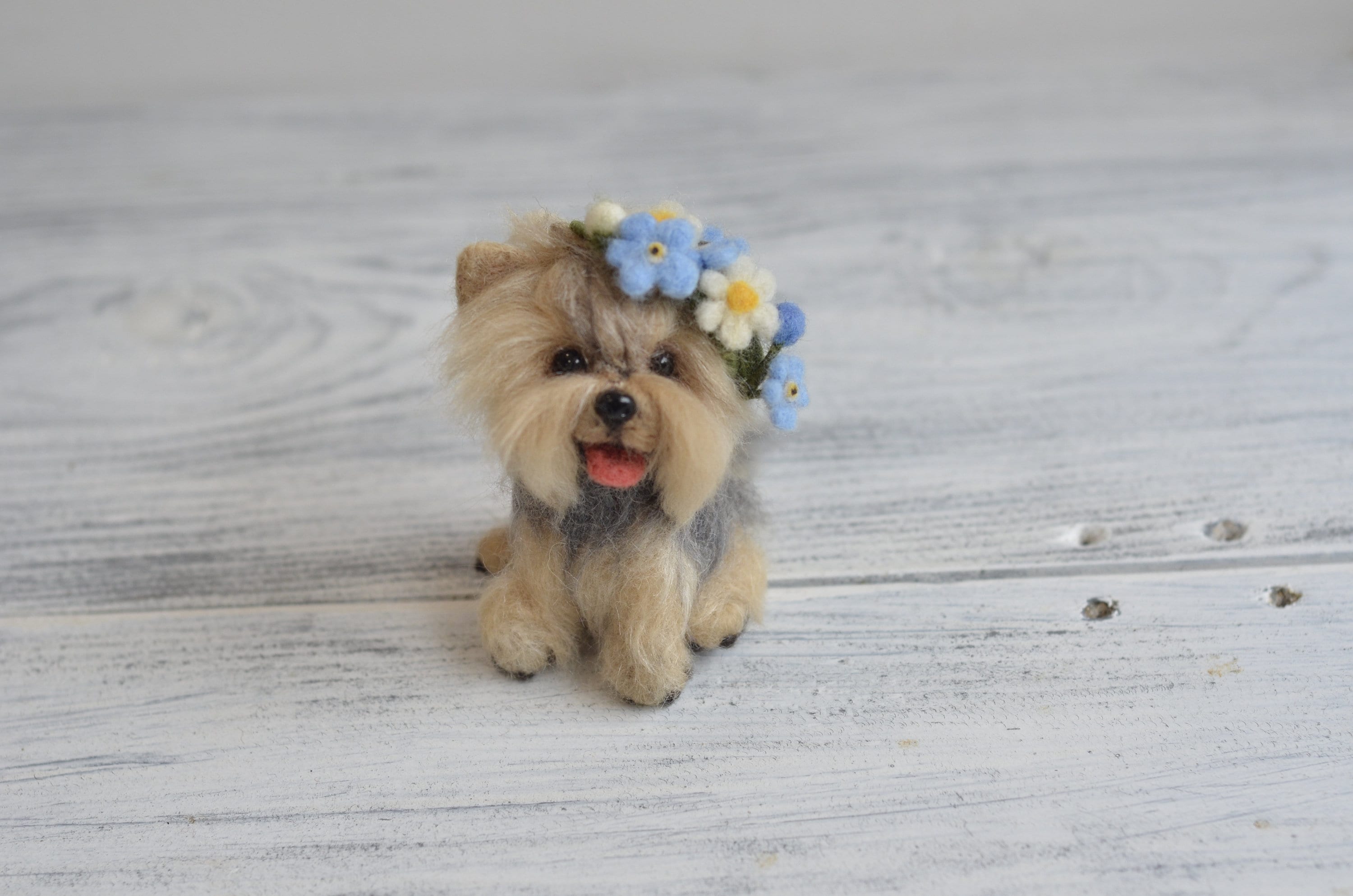 realistic yorkshire terrier puppy 2in Mini baby yorkie figurine for ...