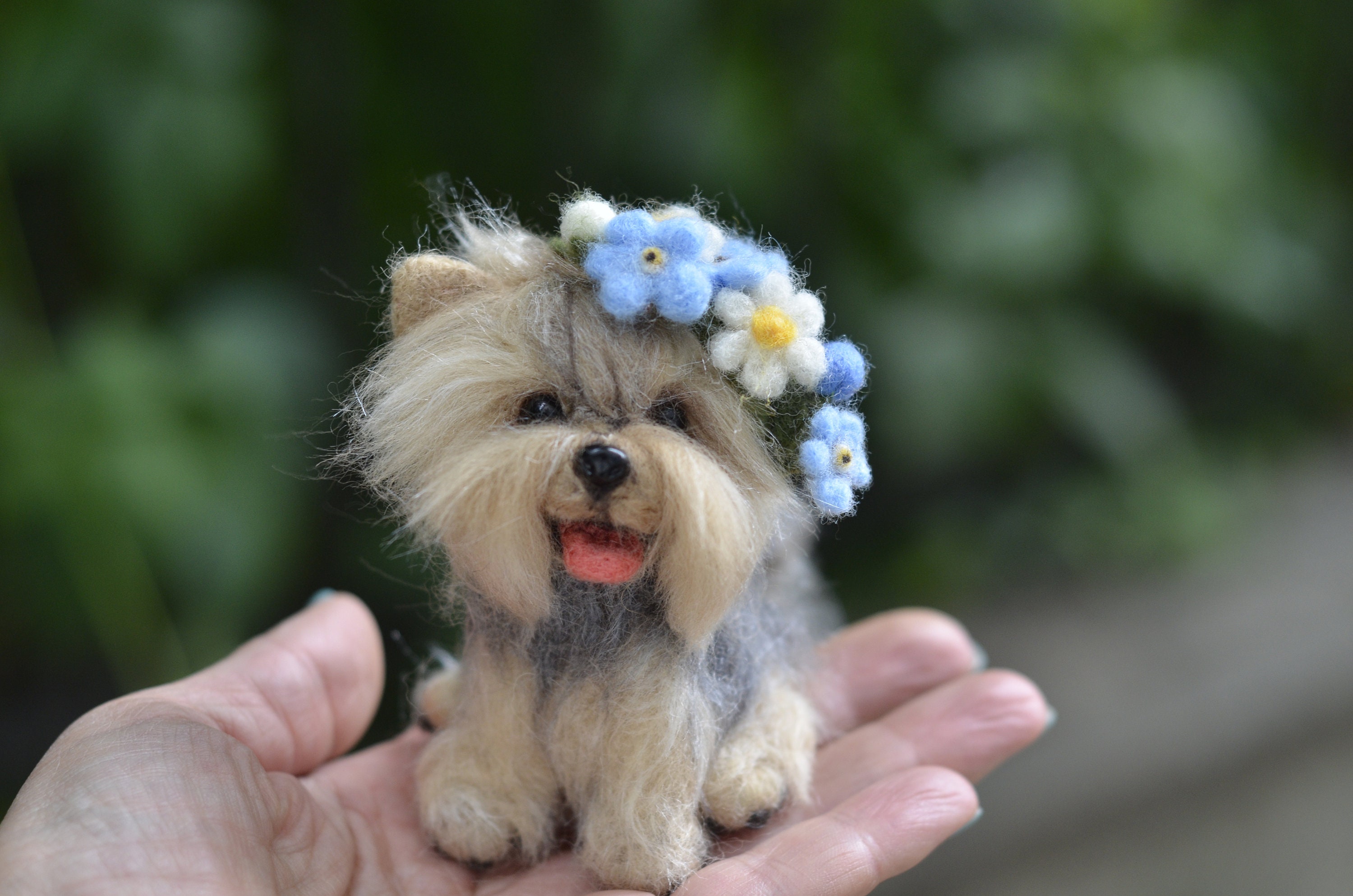 realistic yorkshire terrier puppy 2in Mini baby yorkie figurine for ...