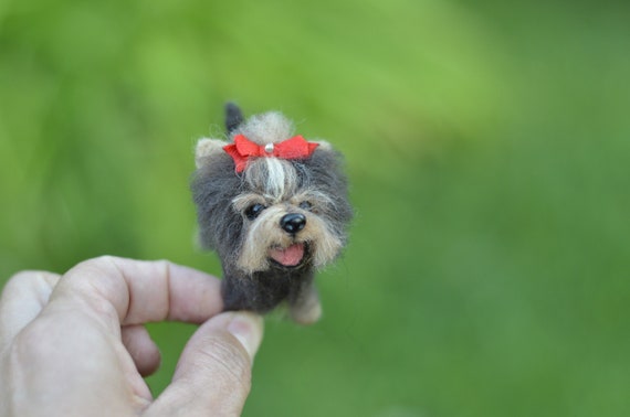 realistic yorkshire terrier puppy 2in Mini baby yorkie figurine for ...