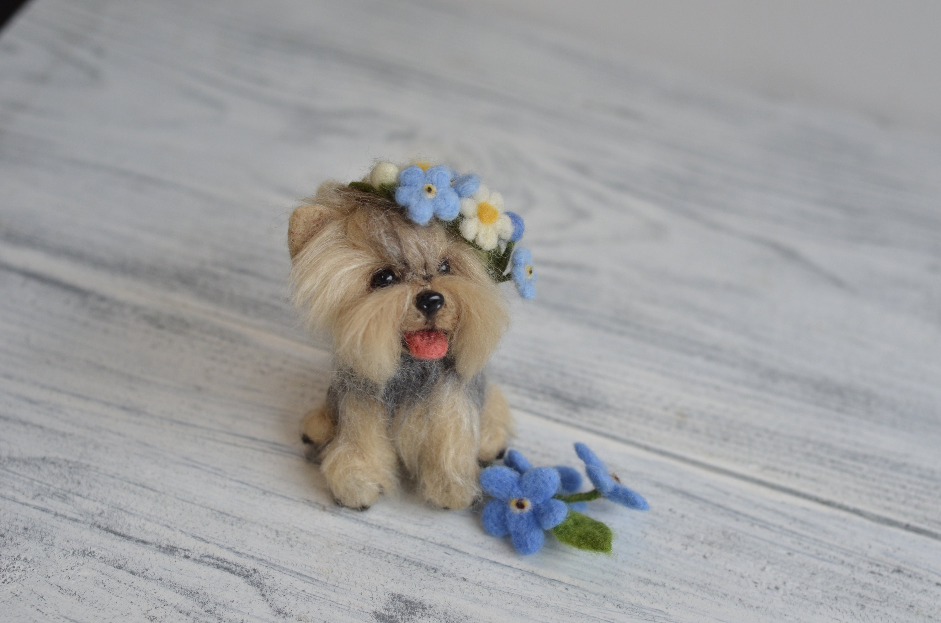 realistic yorkshire terrier puppy 2in Mini baby yorkie figurine for ...