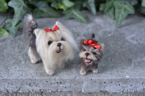 realistic yorkshire terrier puppy 2in Mini baby yorkie figurine for ...