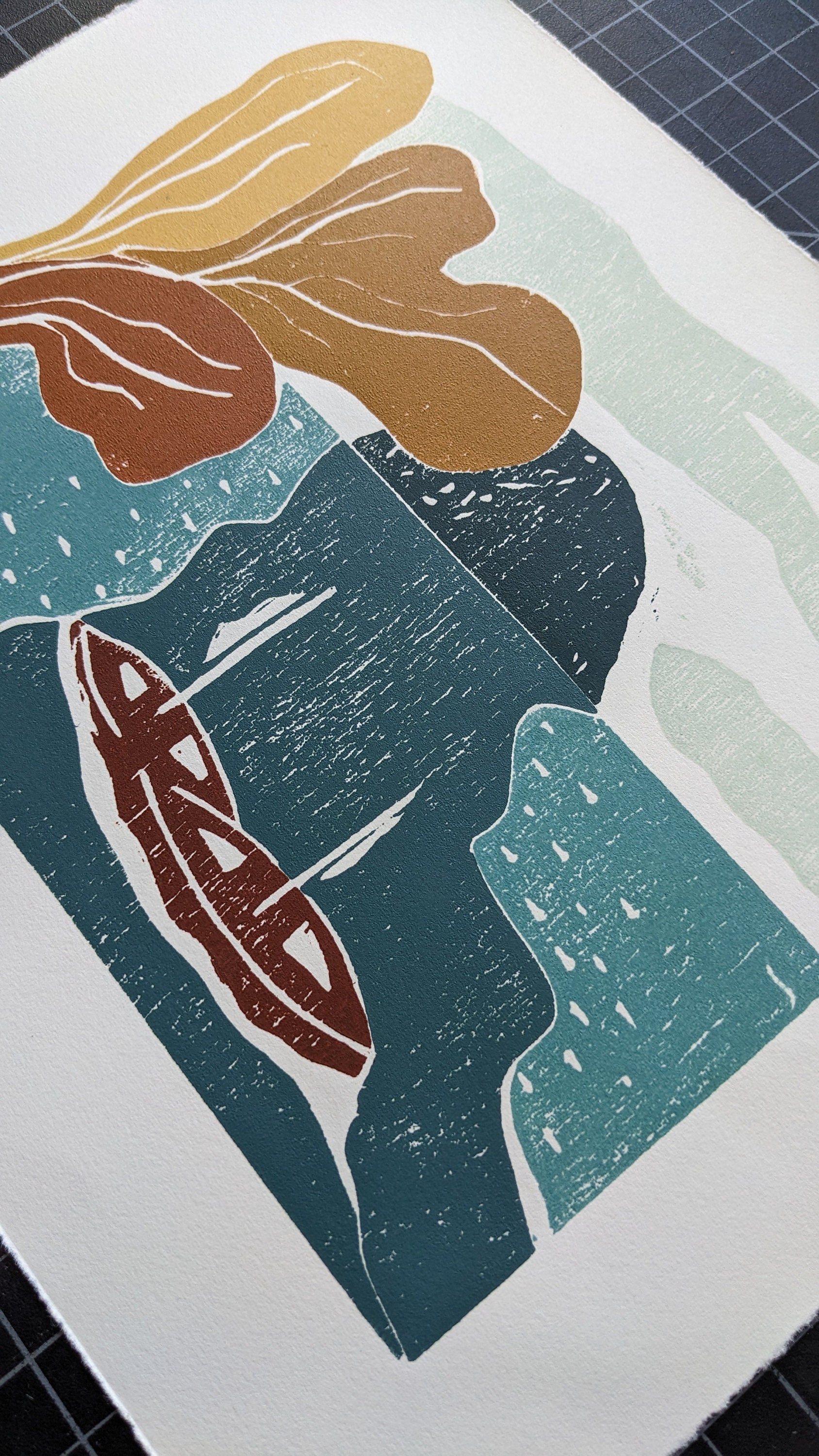 Eucalyptus Trees of Morro Bay. Woodcut Print in Blue Ochre - Etsy