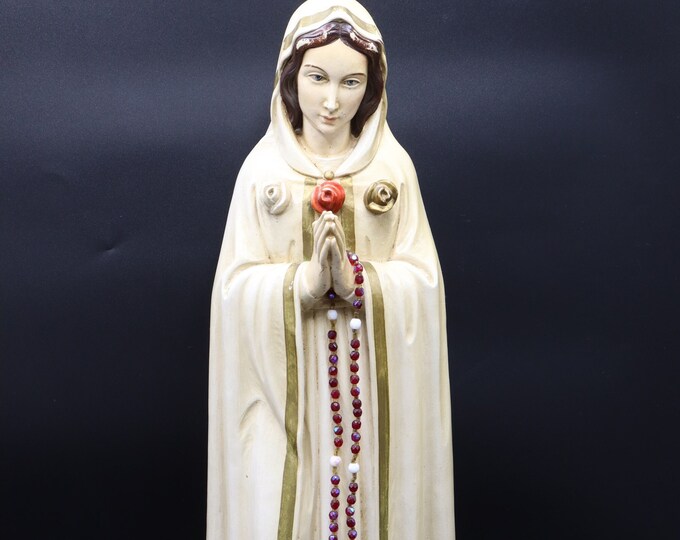 Maria Rosa Mystica Statue Virgin Mary Figure Vintage Wooden Madonna ...