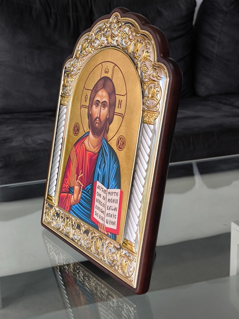 Christ Jesus Icon Gold Silver 950 Handicraft 12.20" Christian Wood ...