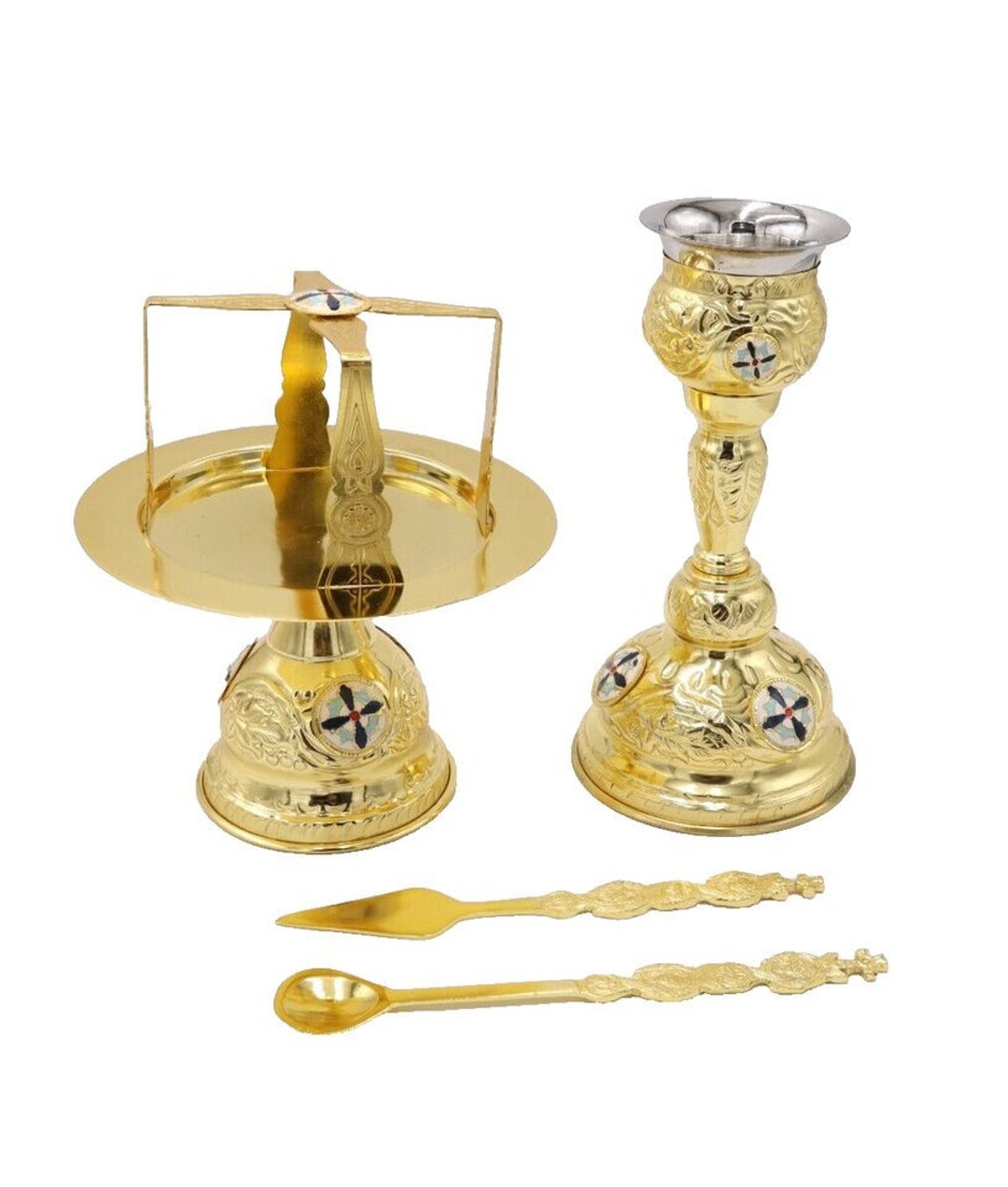 Hand Made Church Altar Holy Communion Golden Brass Chalice Grail SET ...