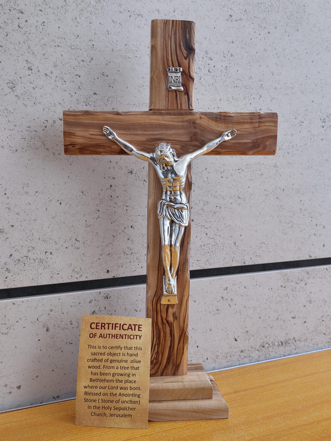 Crucifix † Large Olive Wood Cross Hand Made With Certificate of ...
