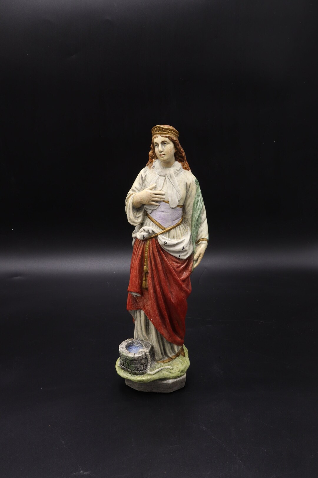 Antique Stoneware 1940 Saint Catherine Statue Sculpture Religious 11.41 ...