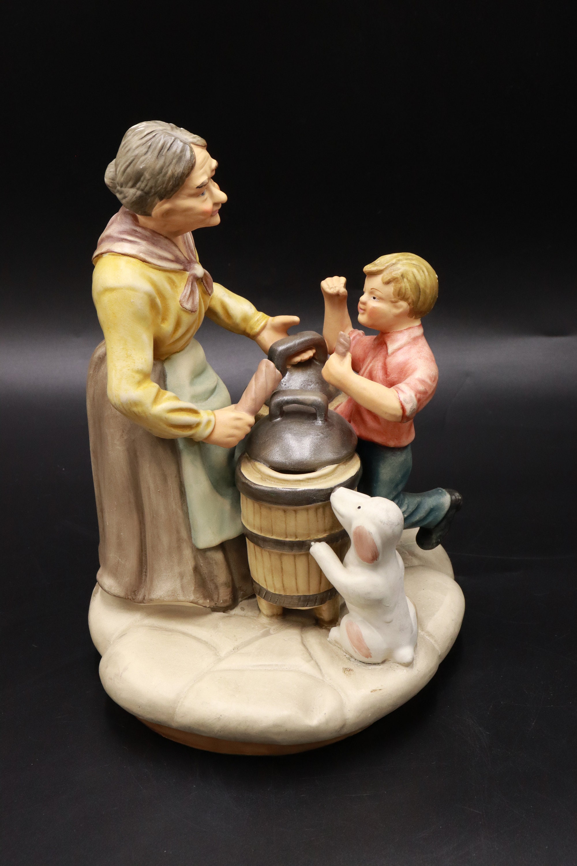 Antique Hand-painted Ceramic Statue Old Farmhouse Figurine 8.66