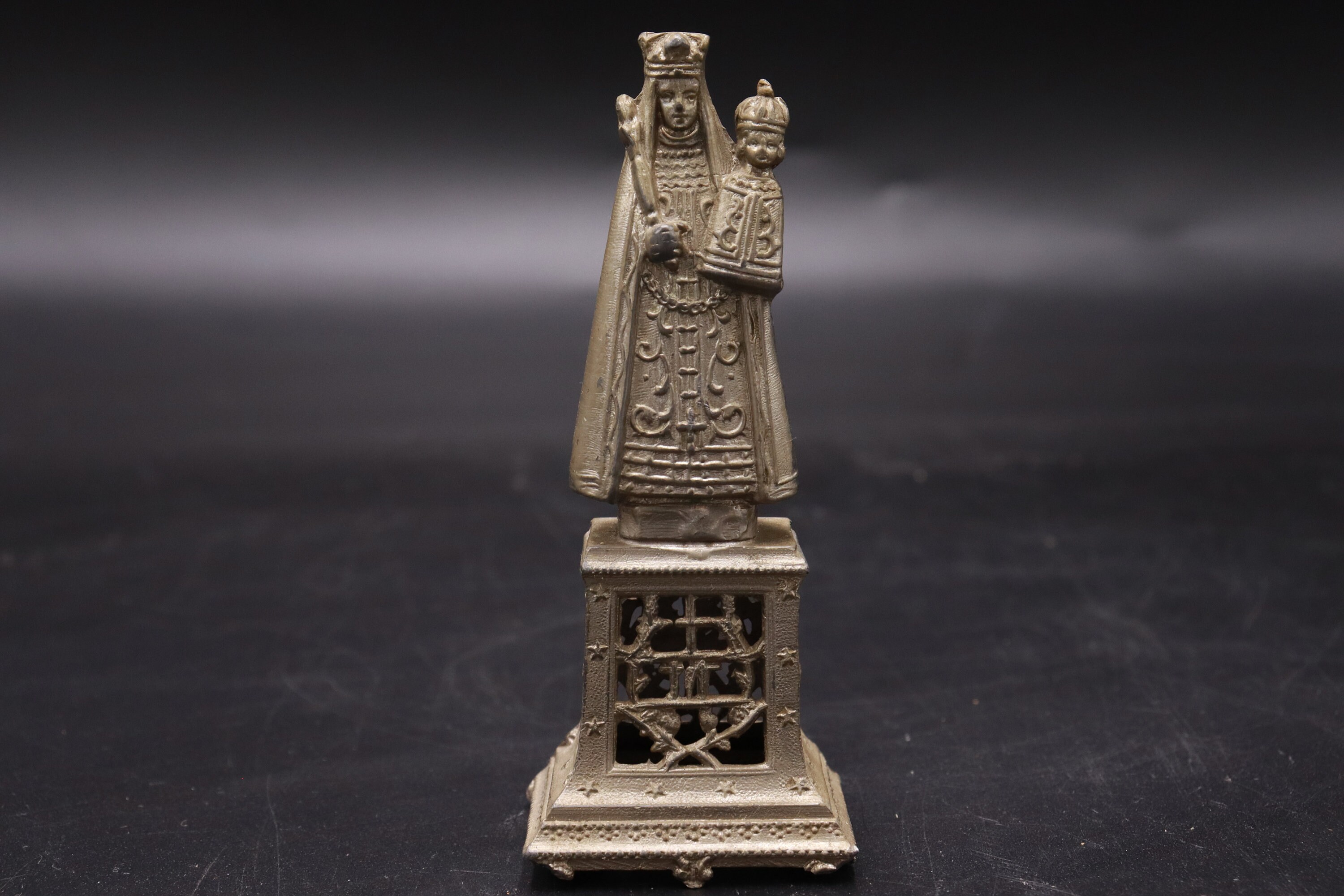 Our Lady of Montaigu Statue Miniature Figure Metal Antique Mary Virgin ...