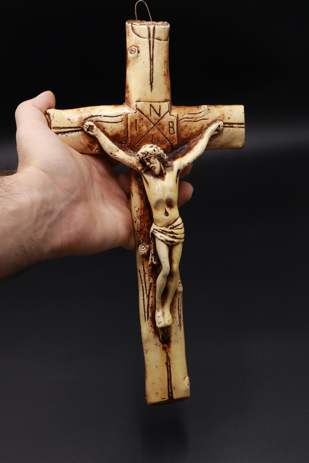 Antique Crucifix Cross Hanging Wall 1900s Christ Brown Christian ...