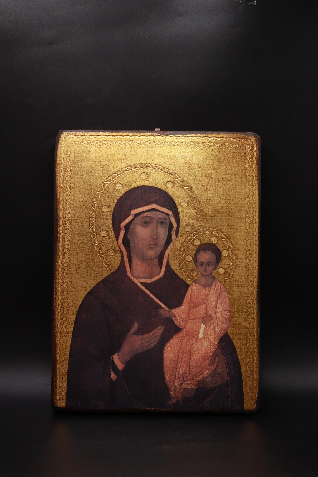 Hand Painted Icon the Theotokos of Tikhvin the Mother of God Wood OLD ...