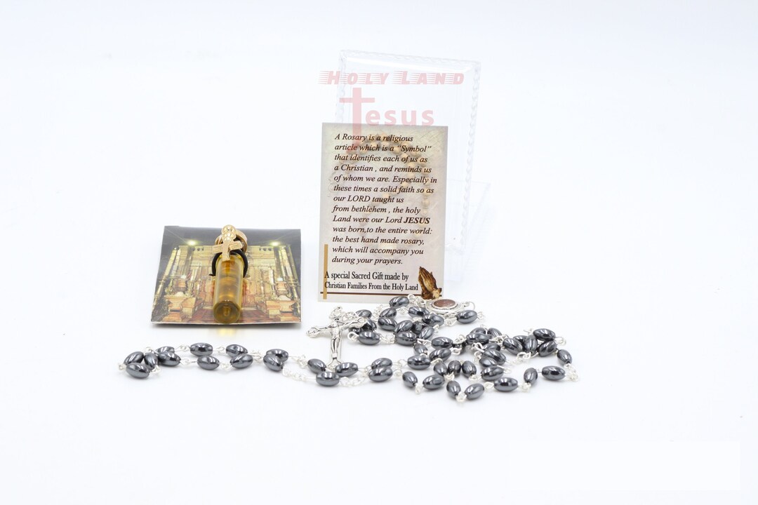Rosary With Holy Olive Oil Sepulcher Church Jerusalem Holy Land Set ...