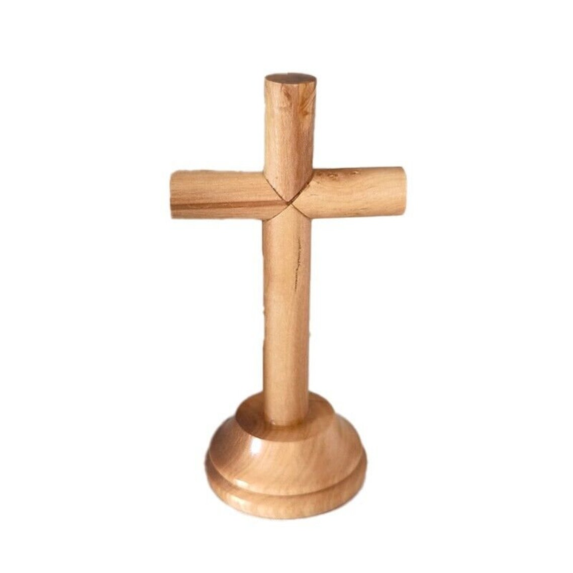 Round Olive Wood Cross Hand Made With Certificate of Authenticity ...