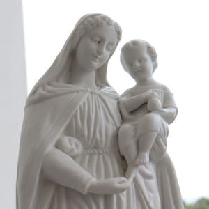 Antique Special Virgin Mary Ceramic Statue White Jesus Mother France 14 ...