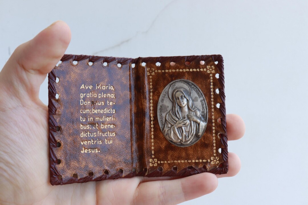 PROTECTION Prayer Old POKET SHRINE Icon Antique Virgin Mary Religious ...