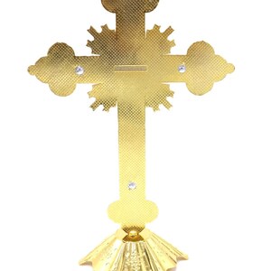Christian Cross JERUSALEM Altar Table Metal Crucifix Standing Church ...
