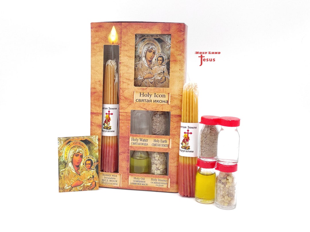 Holy Land Set Candle Icon Holy Water Oil Incense Soil a Special Gift ...