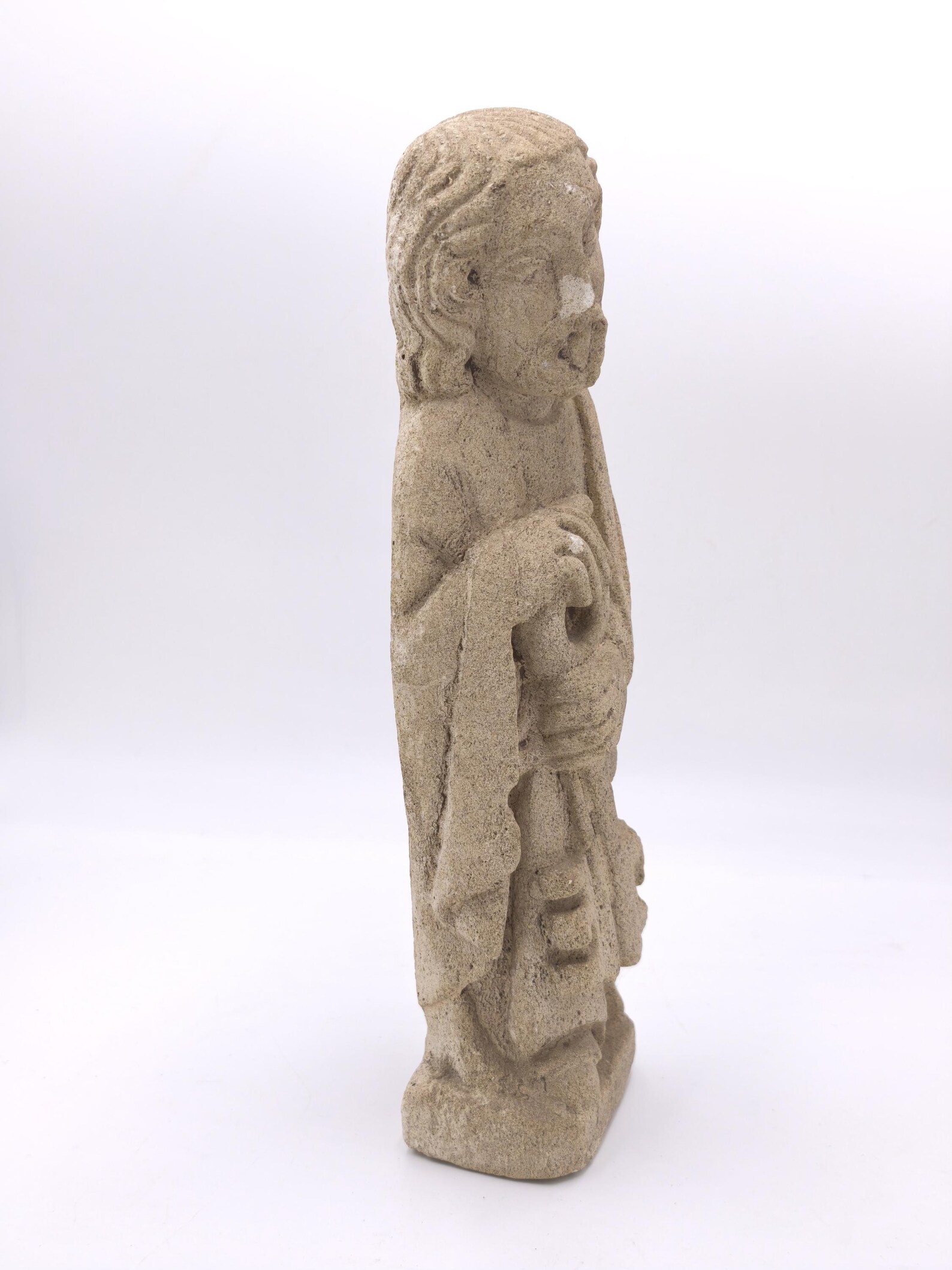 Rustic Stone Saint Peter Statue Religious Figurine Keys Antique Hand ...