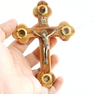 Olive Wood Cross Jerusalem Wall Crucifix Holy Land With Incense Soil ...