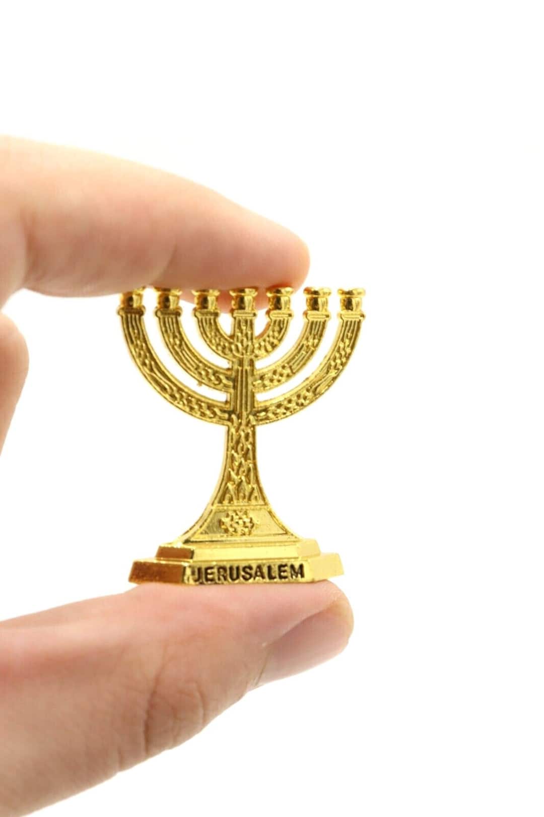 Mini 1.65" Jerusalem Jewish Menorah Hanukkah Israel Candle Judaism 7 ...
