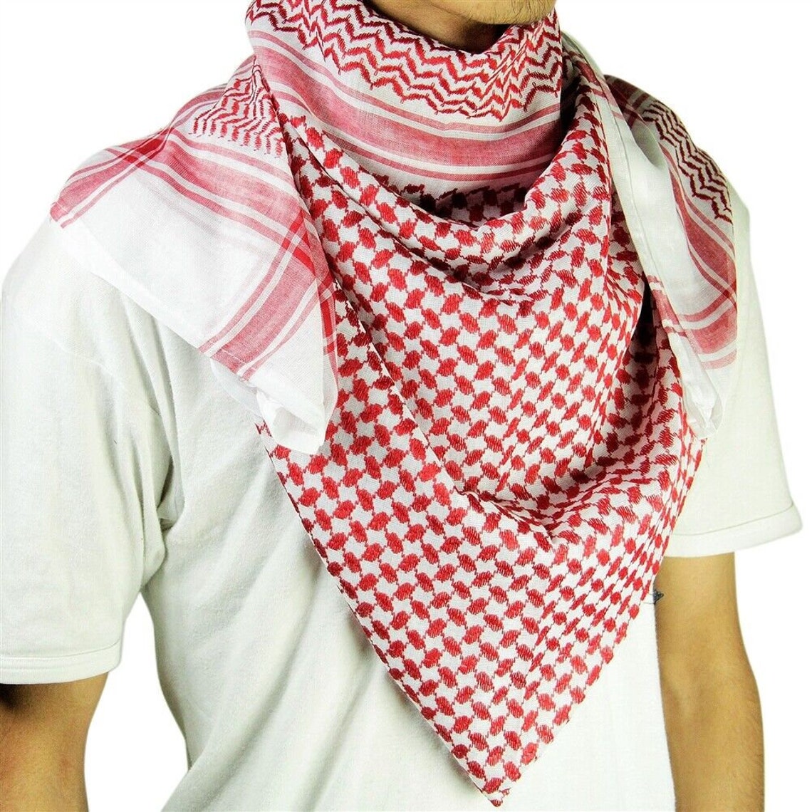 Kufiyah Scarf Palestinian Keffiyeh Arab Red White - Etsy