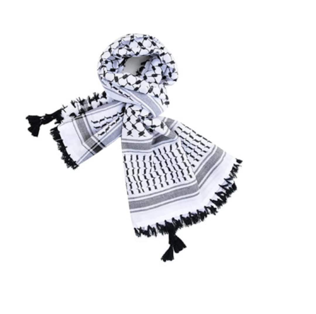 Kufiyah Scarf Palestinian Keffiyeh Arab White Black - Etsy