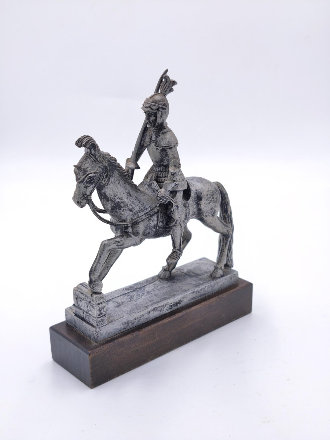 Vintage Italian Knight on Horse Figurine Medieval Warrior Statue Decor ...