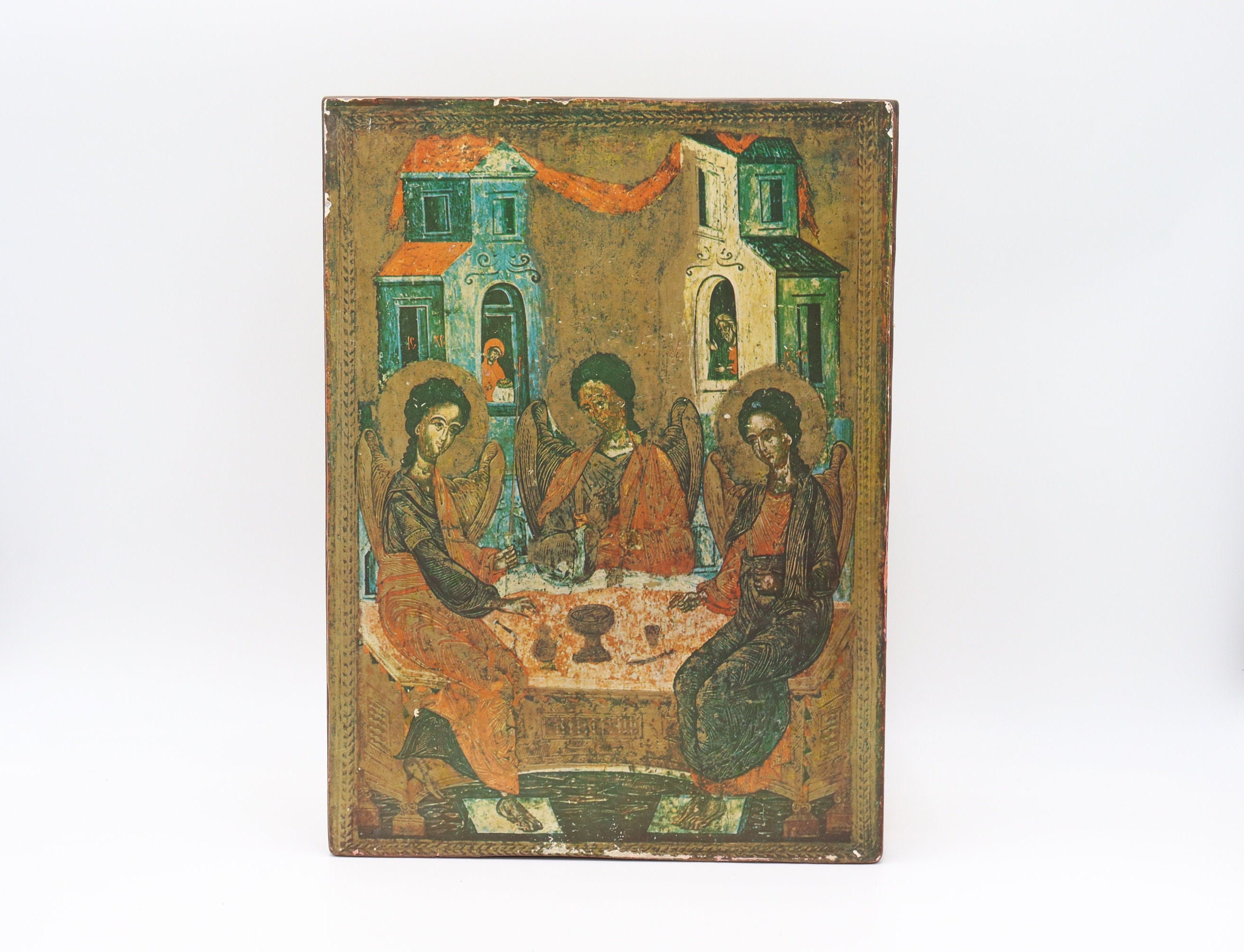 Antique Style Orthodox Icon of the Holy Trinity - Hand-painted Wood ...