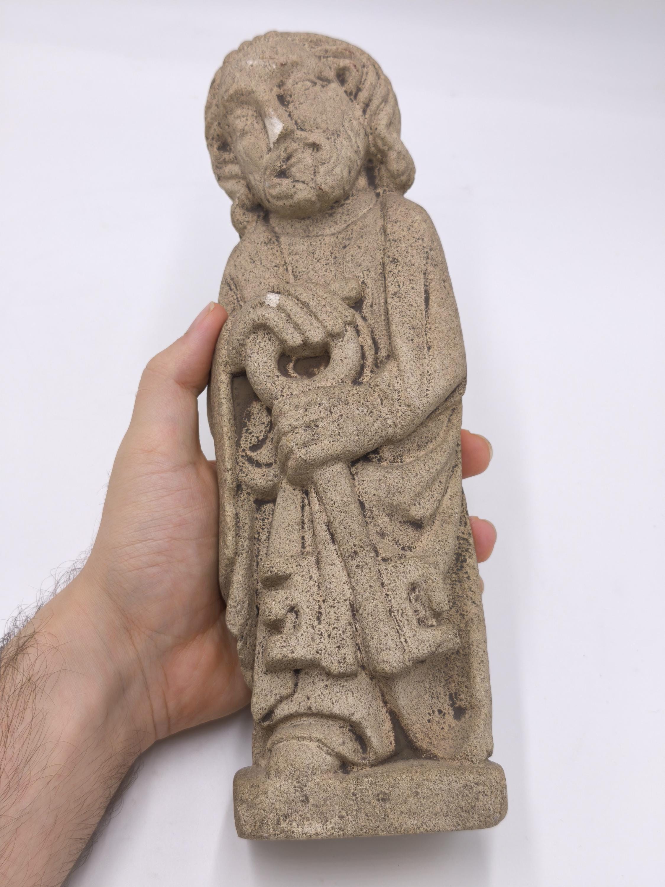 Rustic Stone Saint Peter Statue Religious Figurine Keys Antique Hand ...