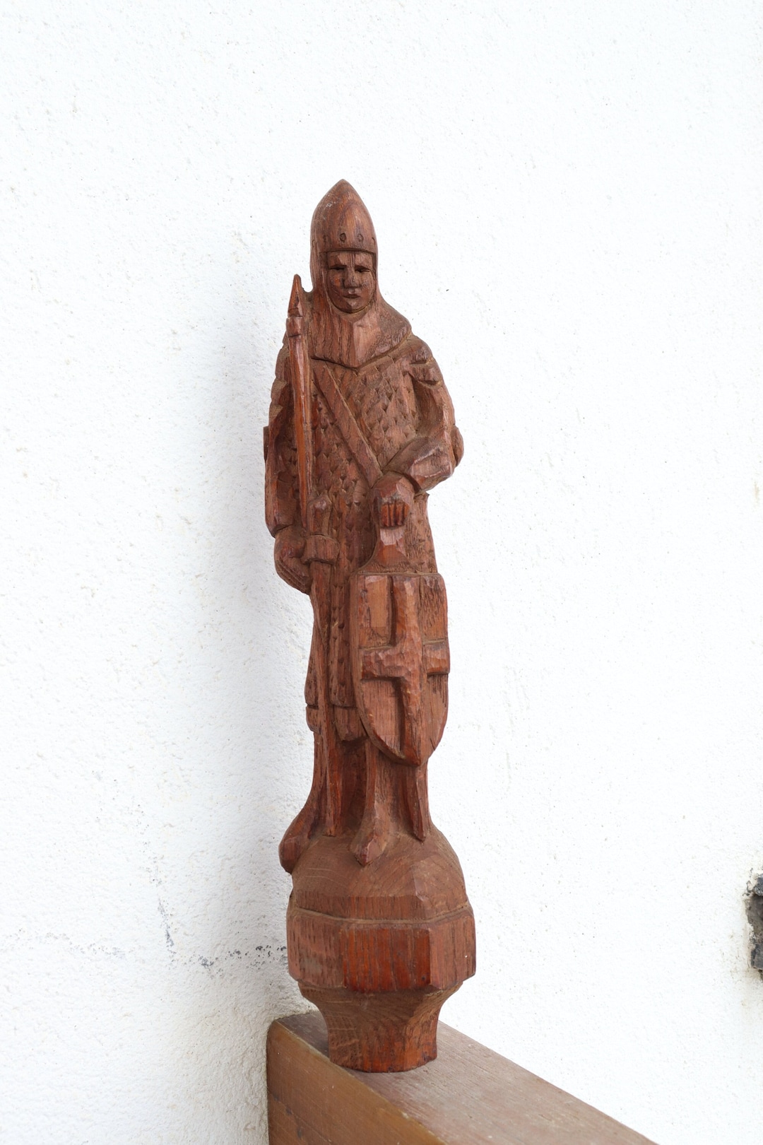 Antique Style Wood Carved Knight Figurine, Medieval Warrior Sculpture ...