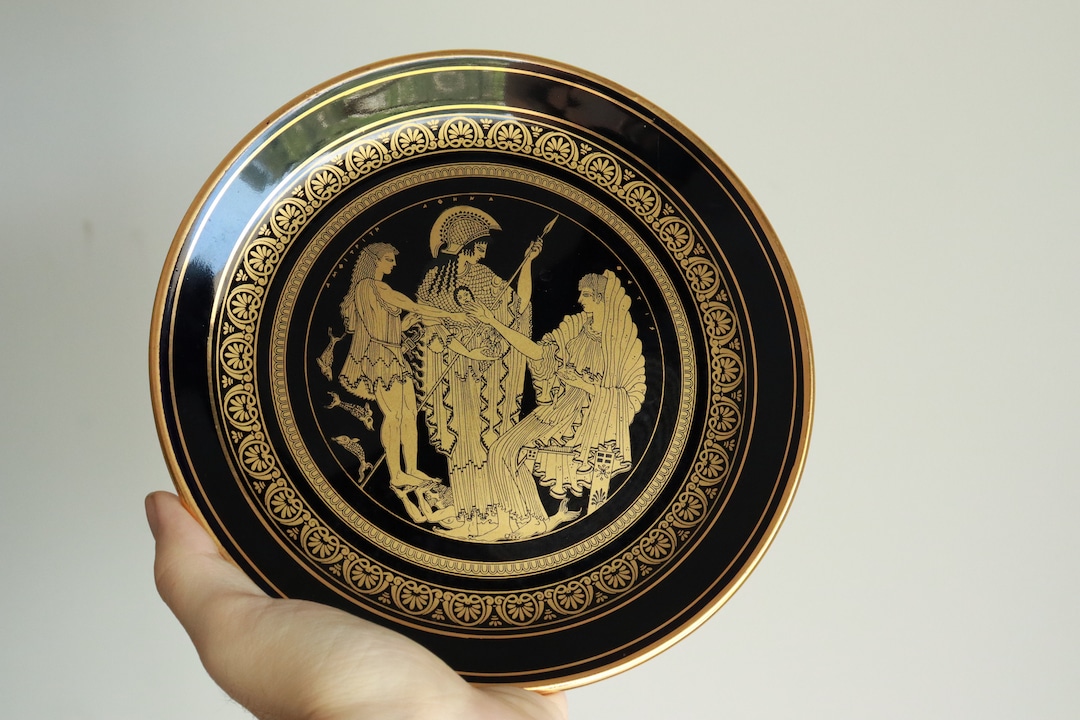 Vintage Ancient GREEK Decorative Plate Goddesses Hand Made 24K NEOFITOU ...