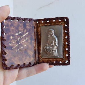 PROTECTION Prayer Old POKET SHRINE Icon Antique Saint Rosa Religious ...