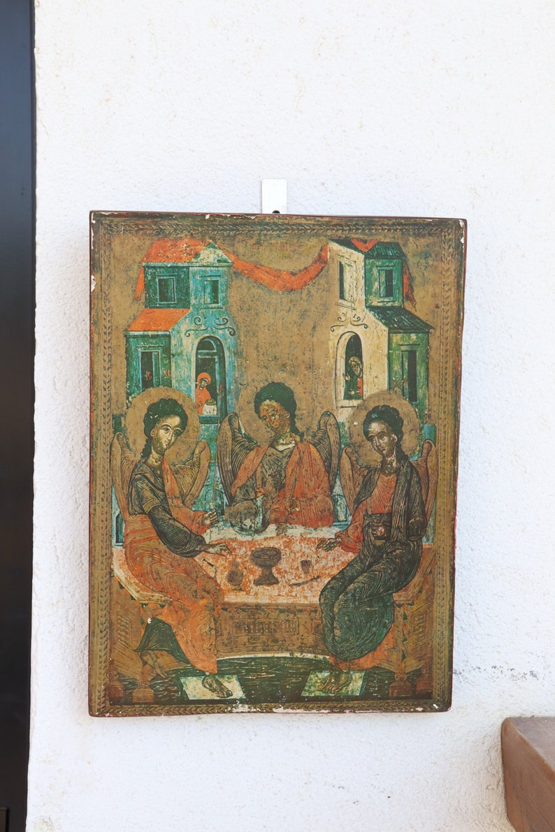 Abraham and the Three Angels Icon Trinity Antique Hand Painted - Etsy
