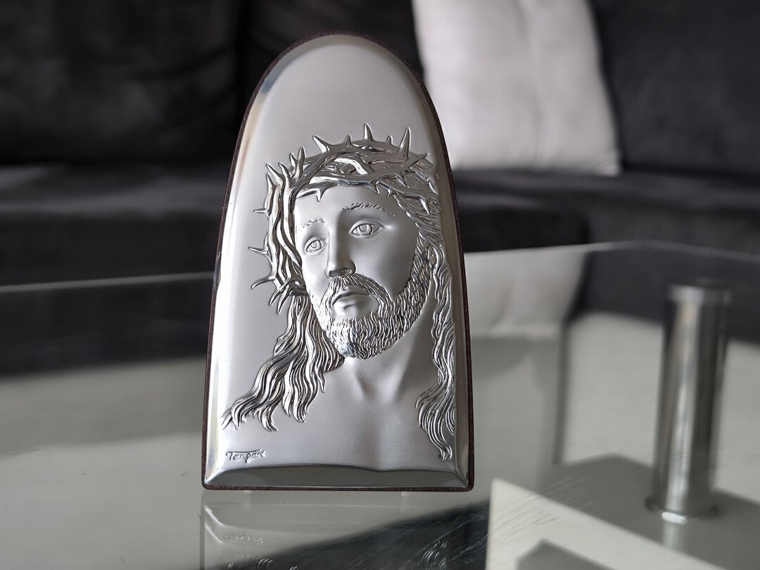 Jesus Christ Icon Silver Religious Wood Handicraft Christianity ...