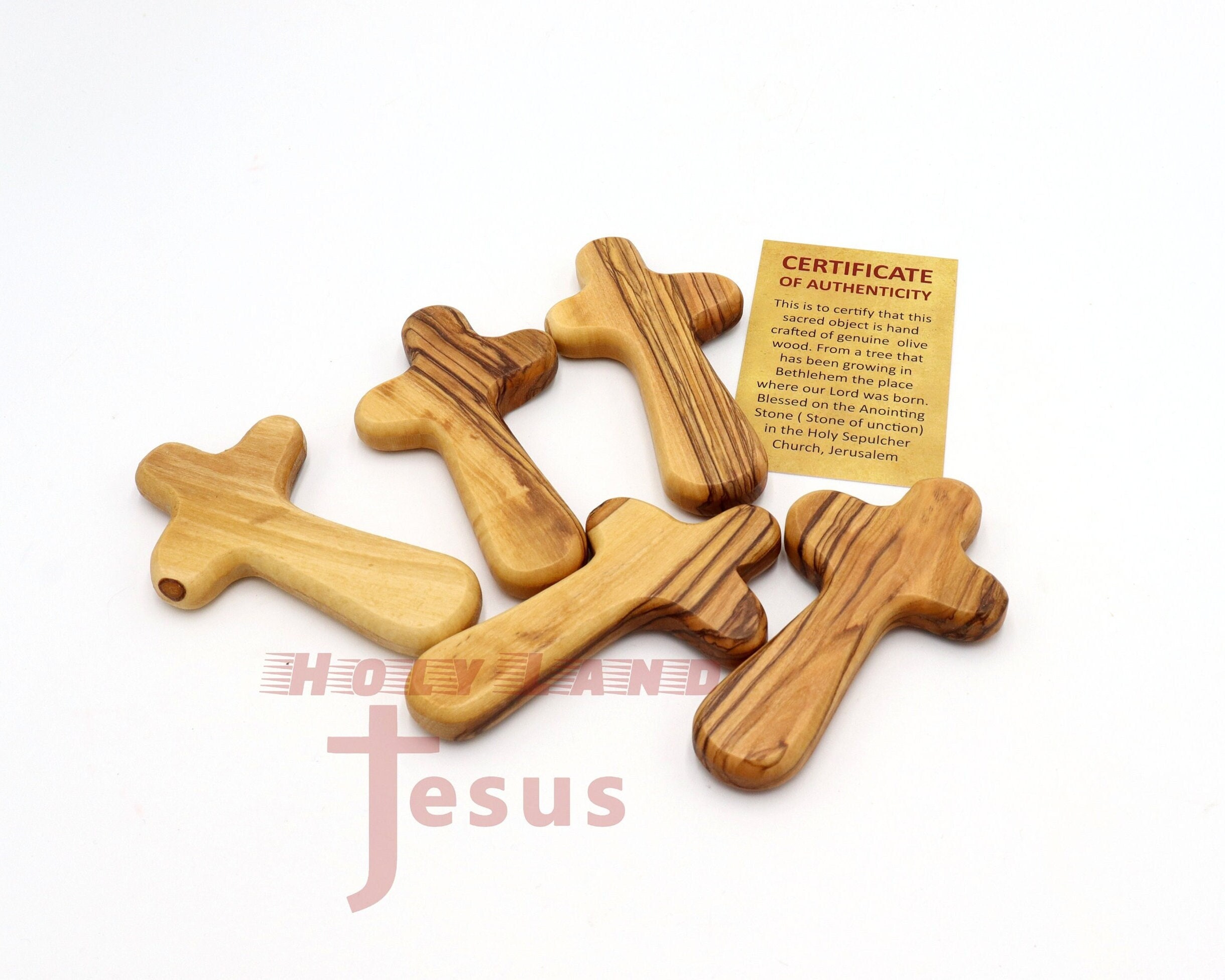 Lot 5 Crosses Hand Cross Big Carved Olive Wood Hand Made Holy Land ...