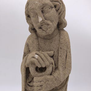 Rustic Stone Saint Peter Statue Religious Figurine Keys Antique Hand ...