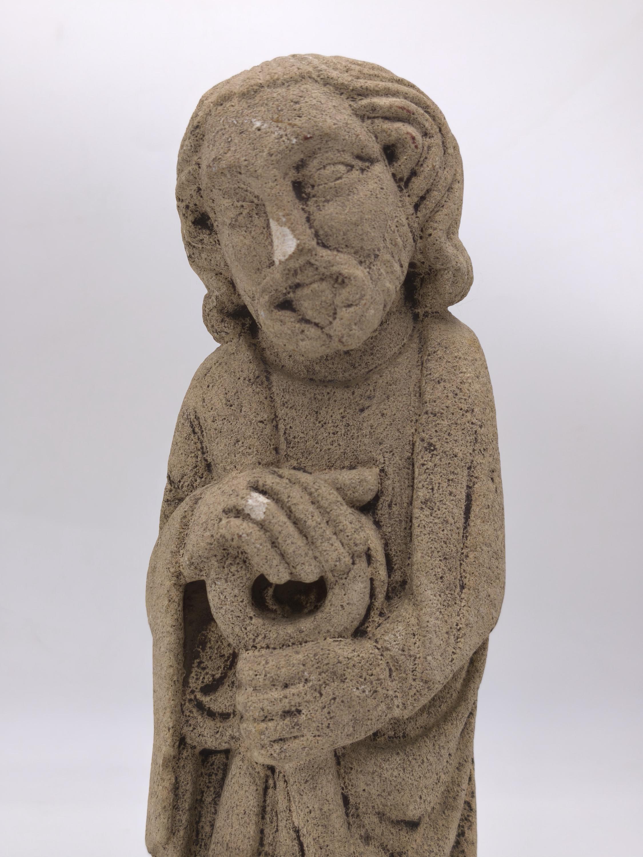 Rustic Stone Saint Peter Statue Religious Figurine Keys Antique Hand ...