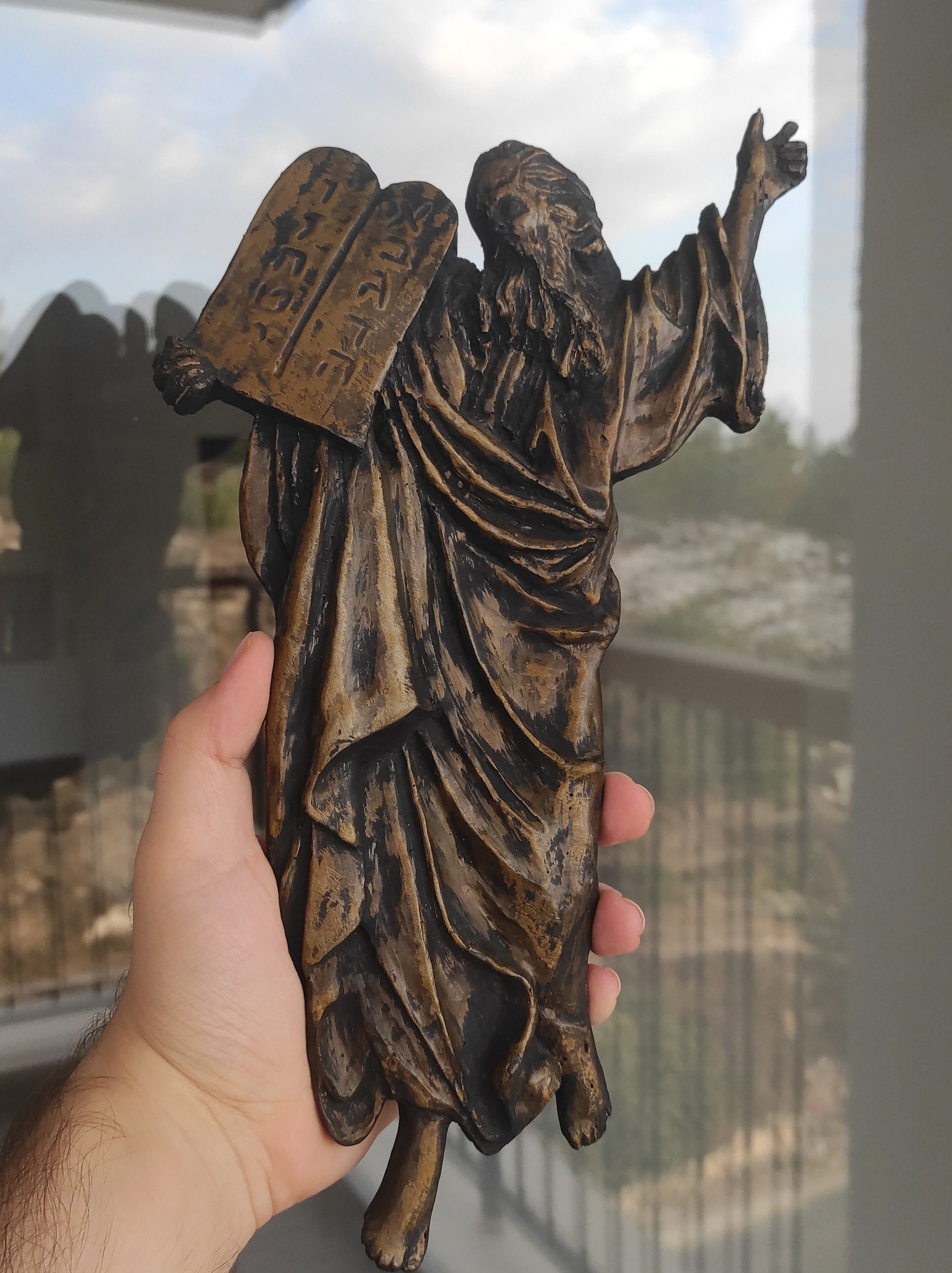 Antique Moses Holding the Ten Commandments Hand Made Figure Statue ...