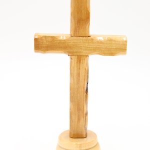 Olive Wood Round Cross Crucifix Standing Holy Land Jerusalem Hand Made ...