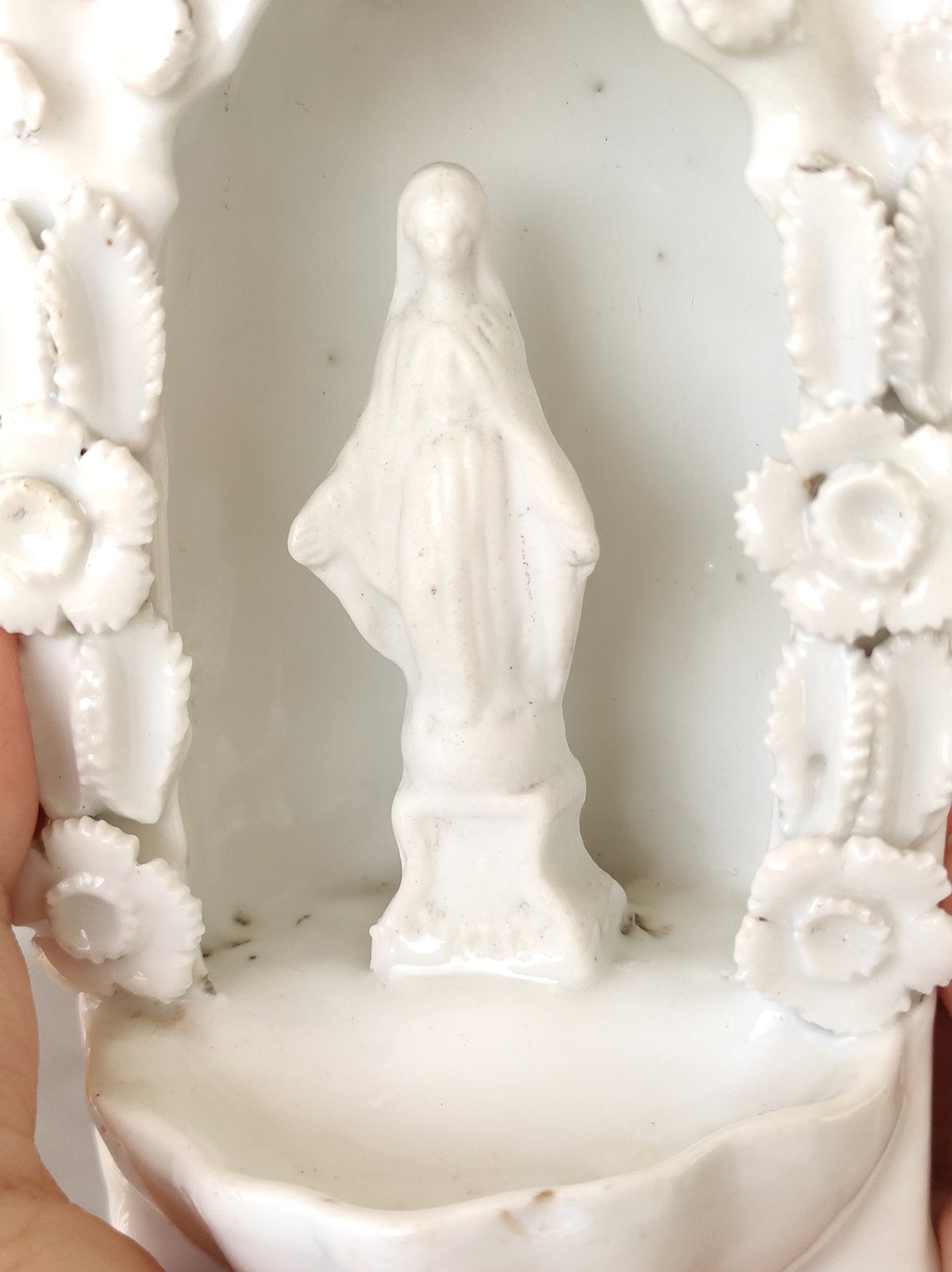 Holy Water Font Standing Mary Virgin FRANCE White Ceramic | Etsy