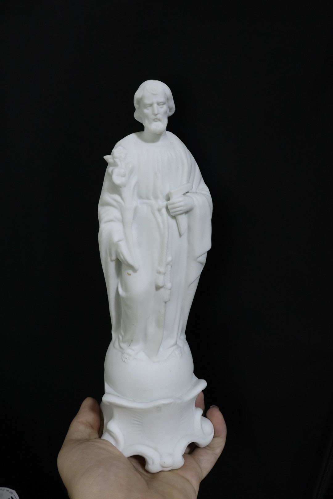 Antique Statue of Saint Joseph - Biscuit Porcelain White Figure ...