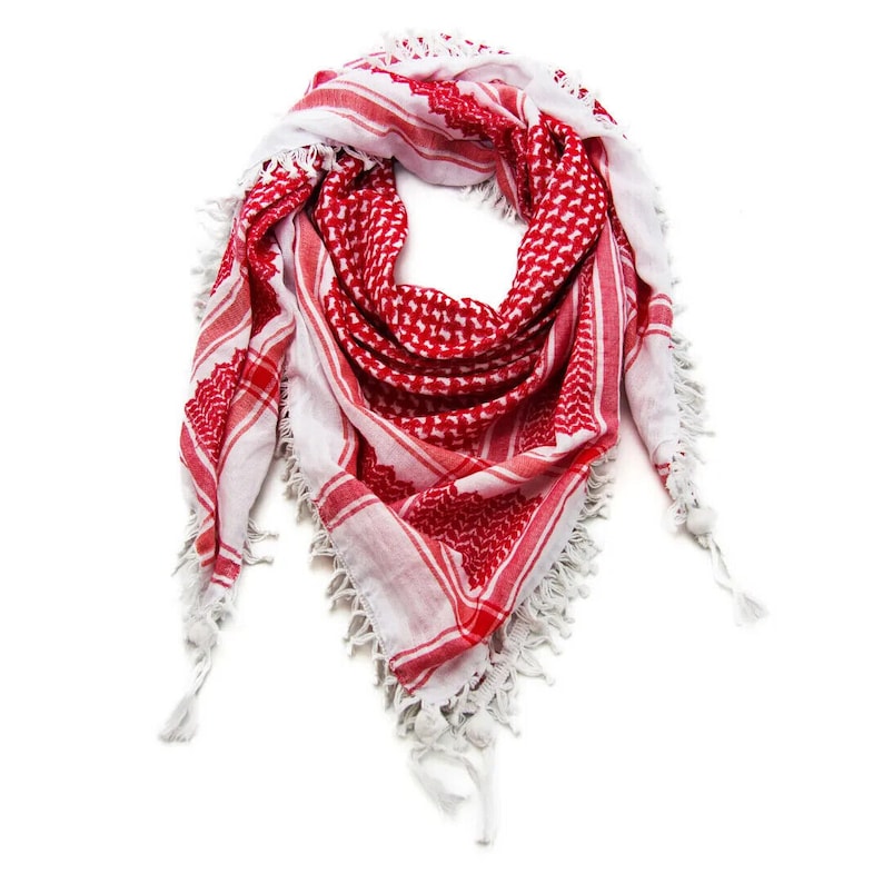 Kufiyah Scarf Palestinian Keffiyeh Arab Red White - Etsy