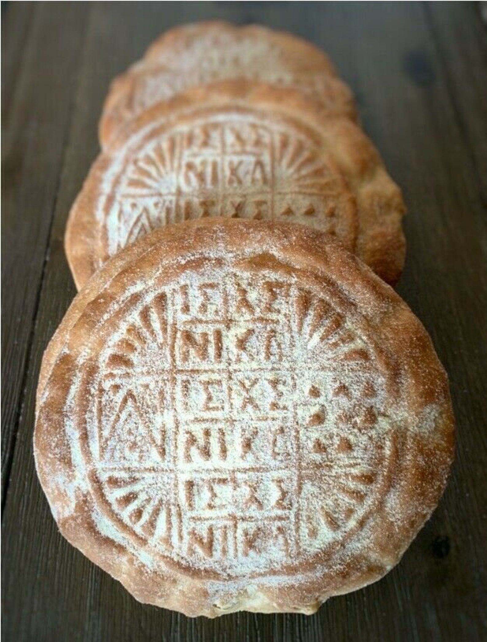 WOOD Bread Stamp Holy Land Prosphora Orthodox Liturgy Traditional Greek ...