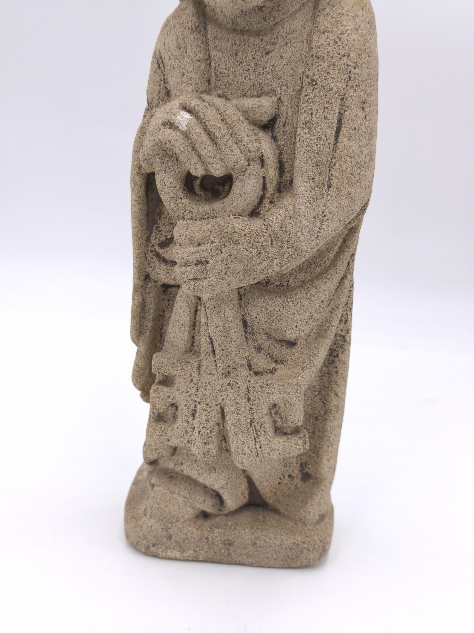 Rustic Stone Saint Peter Statue Religious Figurine Keys Antique Hand ...