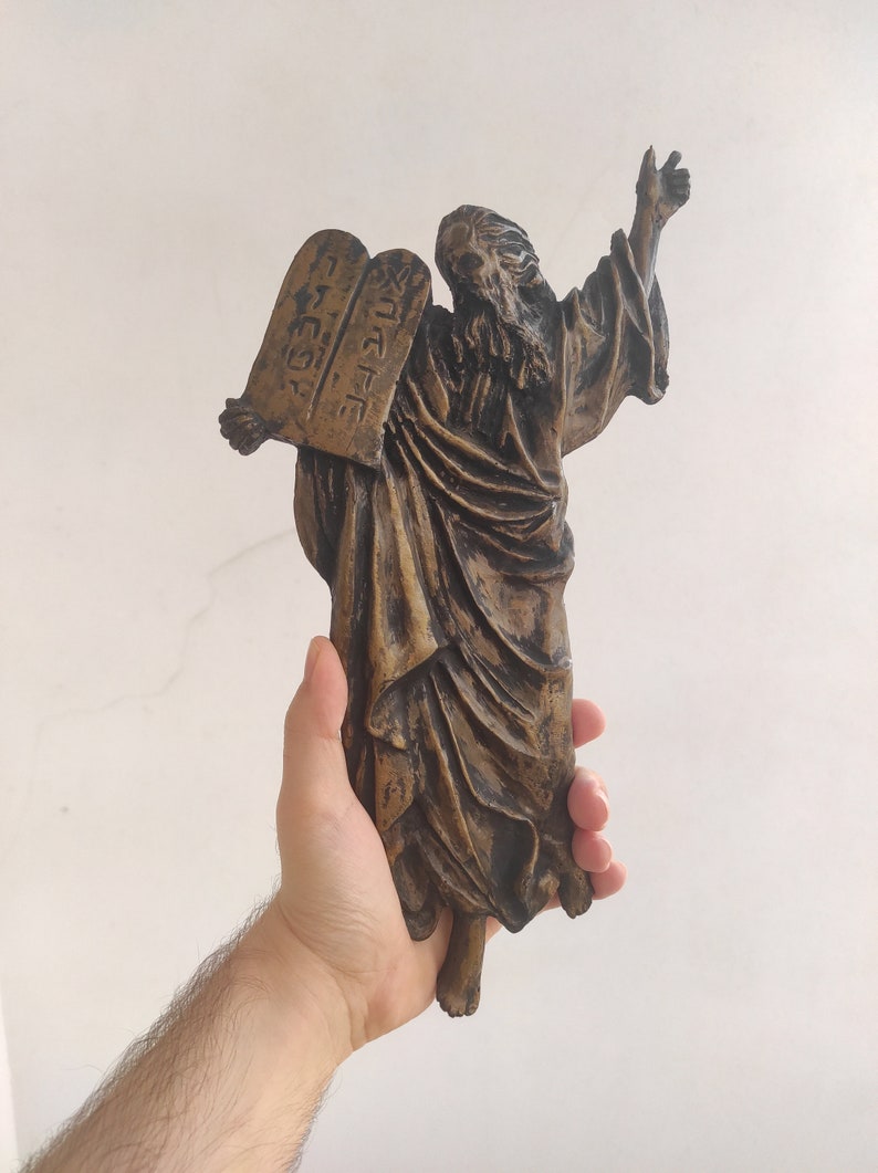 Antique Moses Holding the Ten Commandments Hand Made Figure Statue ...