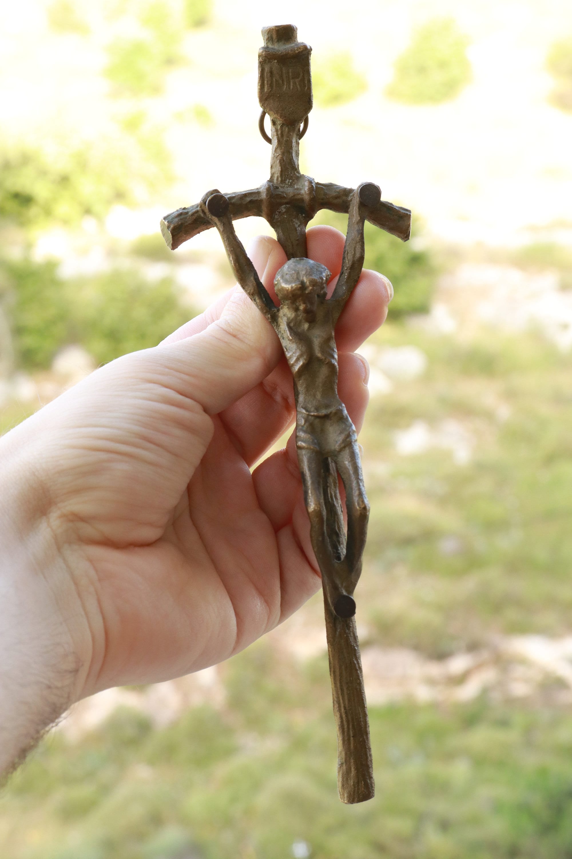 Italian Papal Crucifix Antique Wall Hanging Hand Made Metal Bent Cross ...